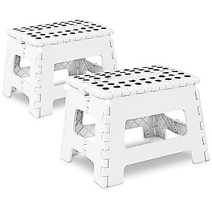 Utopia Home Folding Step Stool - (Pack of 2) Foot Stool with 9 Inch Height - Holds Up to 300 lbs - Lightweight Plastic Foldable Step Stool for Kitchen, Bathroom & Living Room (White)