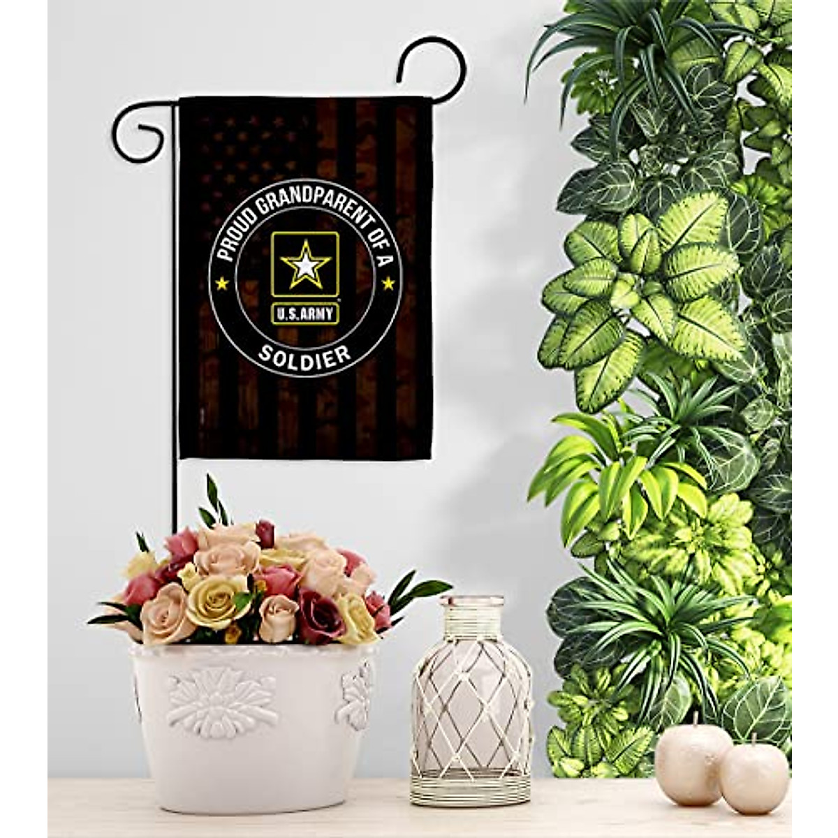 US MILITARY Army Proud Grandparent Soldier Armed Forces Double-Sided Lawn Decoration Gift House Garden Yard Banner United State American Military Veteran, 12" x 18.5 Made in USA