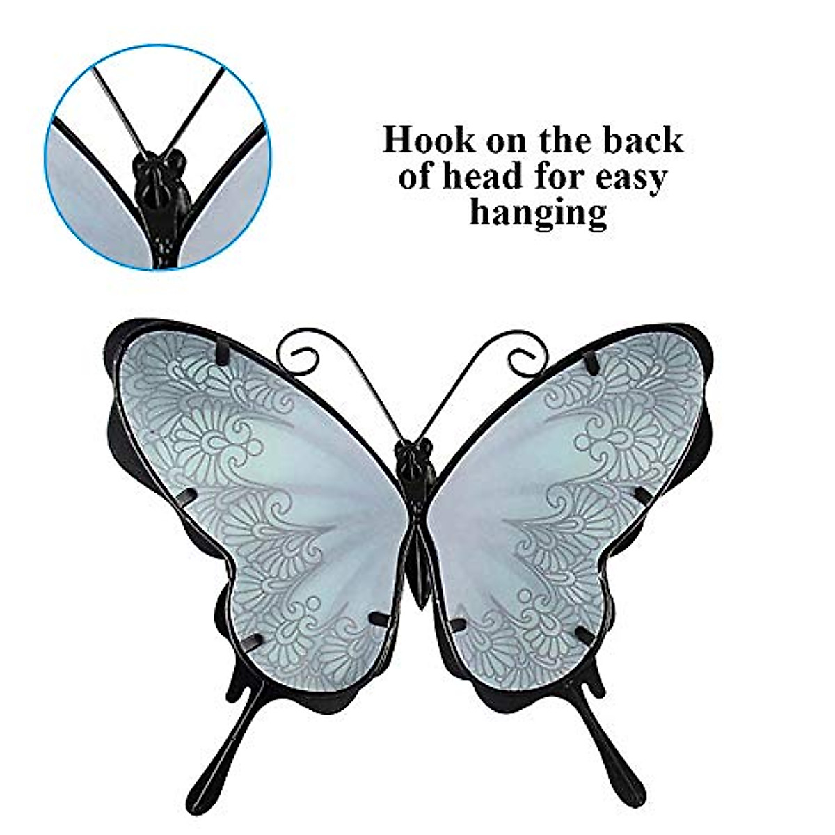 LIFFY Metal Butterfly Wall Decor - Outdoor Butterfly Wall Art - Glass & Metal Butterfly Decor for Outdoor Garden Fence Patio Butterfly Gifts for Women