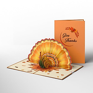 Lovepop Give Thanks Turkey Pop Up Card, 5x7-3D Greeting Card, Thanksgiving Greeting Card, Thanksgiving Pop Up Card, Autumn Pop Up Cards