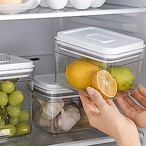 Yopay 1.8 Qt POP Container, Airtight Food Storage with Push Button, Rectangle Clear Plastic PBA Free for Coffee, Sugar, Flour, Baking Supplies, Pantry Organization
