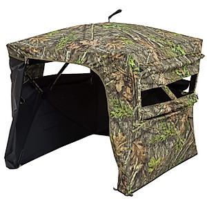 ALPS OutdoorZ Deception Pop Up Hunting Blind Featuring Unique Small Footprint Four Hub Design, Wide Windows with Silent Open, Extra Large Easy Access Door, Mossy Oak Obsession