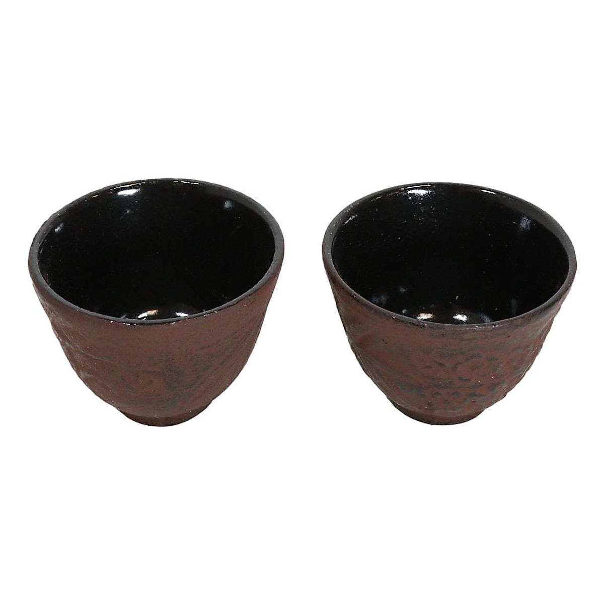 Ebros Gift Japanese Traditional Style Cast Iron Tea Bamboo Design In Red Burgundy Color Tea Cups Teacups Set Of 2 Drinkware Tetsubin Style Tea Service