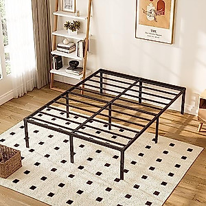 Full Size Bed Frame, 18-Inch Tall Heavy-Duty Platform with Under-Bed Storage, Sturdy Metal Bed Frame for Mattress Support, No Box Spring Needed, Quiet Design, Easy Assembly, Black