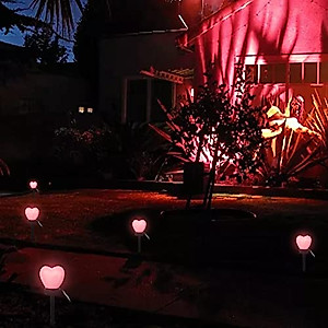 Graywhsky Plug Stakes Solar LED Day Tree Lights Garden 2PC Valentine's Decorations Outdoor Solar Lights Decoration & Hangs Garden Outdoor (Pink, One Size)