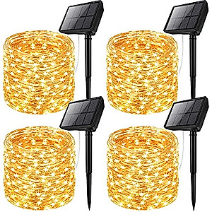 Solar String Lights Outdoor Extra-Long 288Ft 800 LED Super Bright Fairy Lights Waterproof 4-Pack Each 72FT 200 LED Solar Powered Halloween Christmas Lights 8 Modes for Garden Wedding (Warm White)