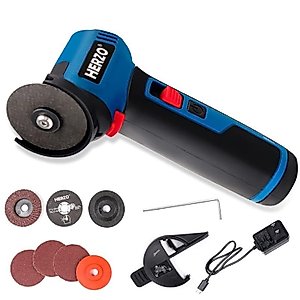 HERZO Cordless Mini Cutter (50mm), 7.2V Lithium Brushless Mini Angle Grinder for Cutting, Grinding,Polishing…