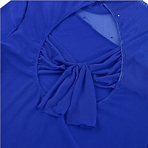 easyforever Women's Teens Latin Ballet Dance Dress Skating Team Uniform Tutu Skirt Leotard Royal Blue Medium