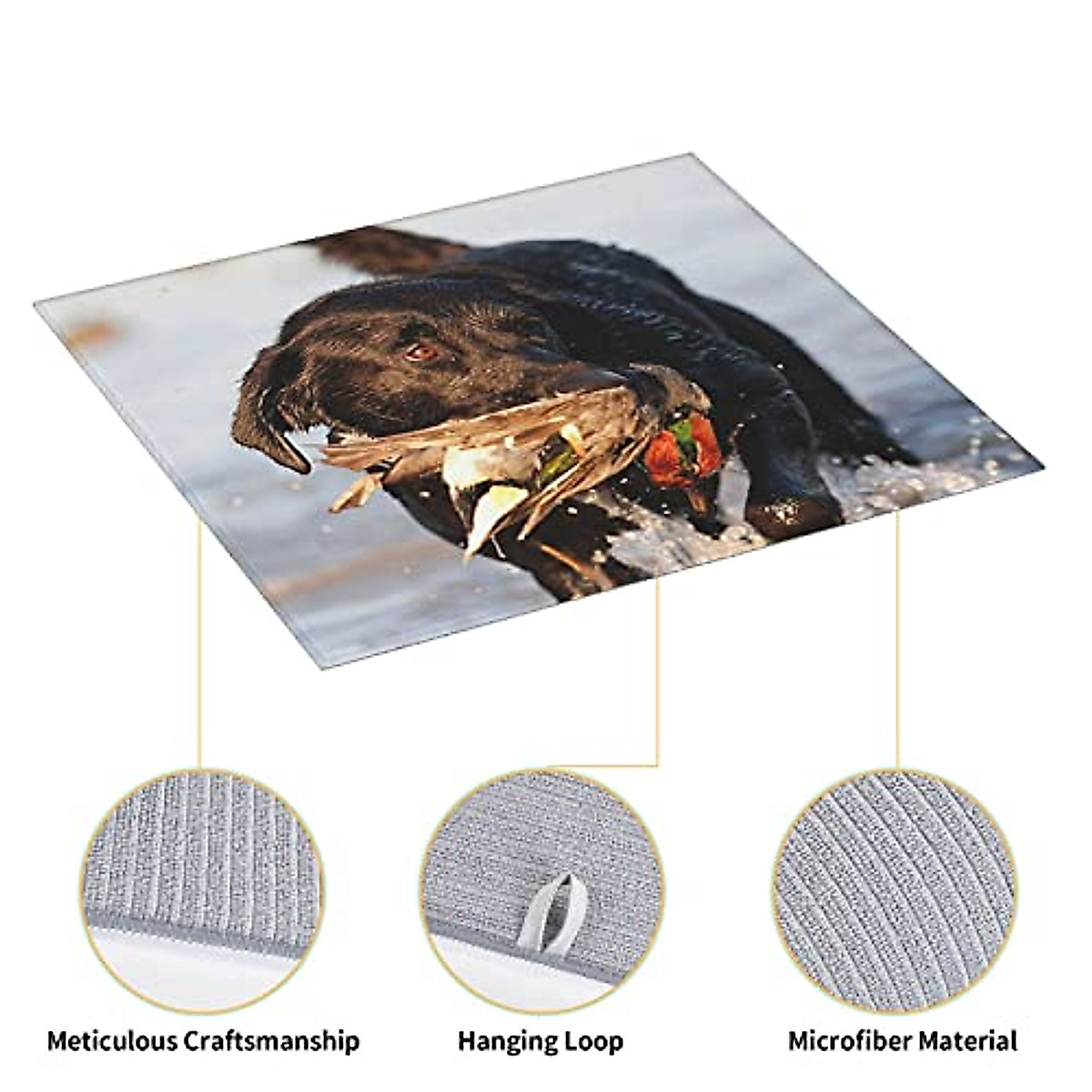 Funny Dog Hunting Duck Printed Drying Mat For Kitchen Ultra Absorbent Microfiber Dishes Drainer Mats Non-Slip Silicone Quick Dry Pad - 18 X 16inch