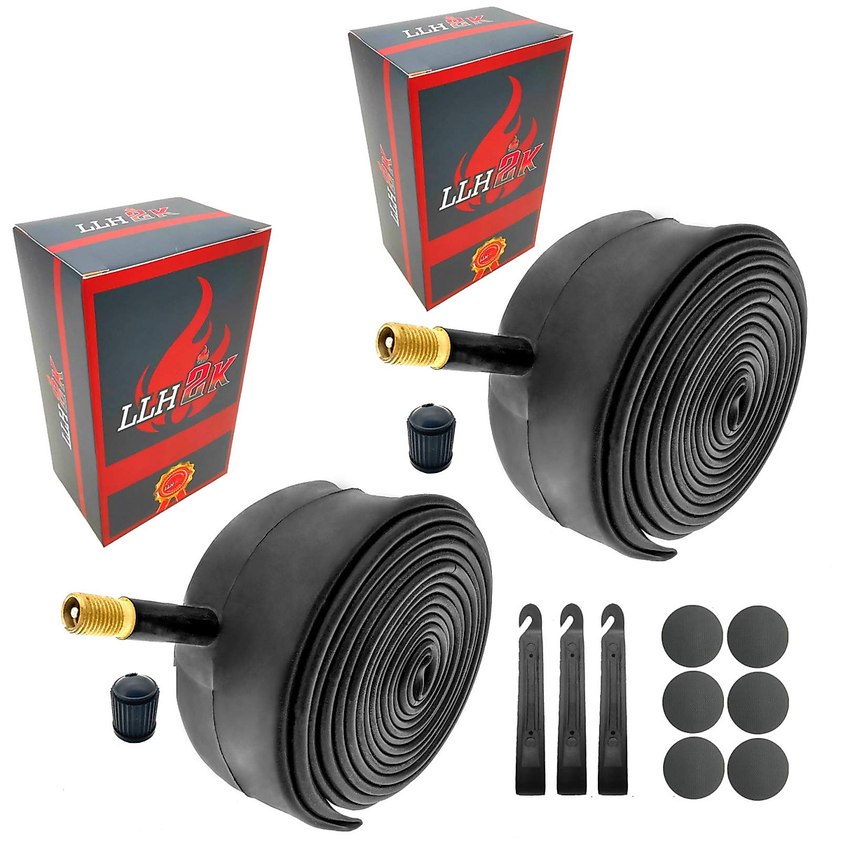 16 Inch Bike Tube 2 Pack 16 x 1.95 Bike Tube/1.5/1.75/2.125/2.3 with 3 Levers, 6 Round Patches - Compatible with Most 16" Tube Bike - Premium Long Lasting Butyl Rubber.
