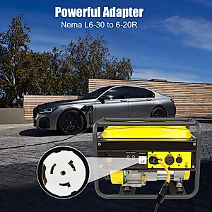 HDWS 1FT NEMA L6-30P to 6-20R/6-15R T-Blade Adapter, 30Amp Twist Locking Male Plug to 3 Prong Receptacle Generator Dryer EV Charger Power Cord