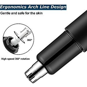 PIUMODO Men Electirc Ear Nose Hair Trimmer Cordless Rechargeable ，Metal Nasal Eyebrow Painless Clipper for Women，Dual-Edge Stainless Steel Blades Mute Motor Personal Facial Shaver （Black）