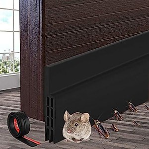 Door Draft Stopper Under Door Draft Blocker Insulator Door Sweep Weather Stripping Noise Stopper Strong Adhesive 2" Width x 39" Length (Black)