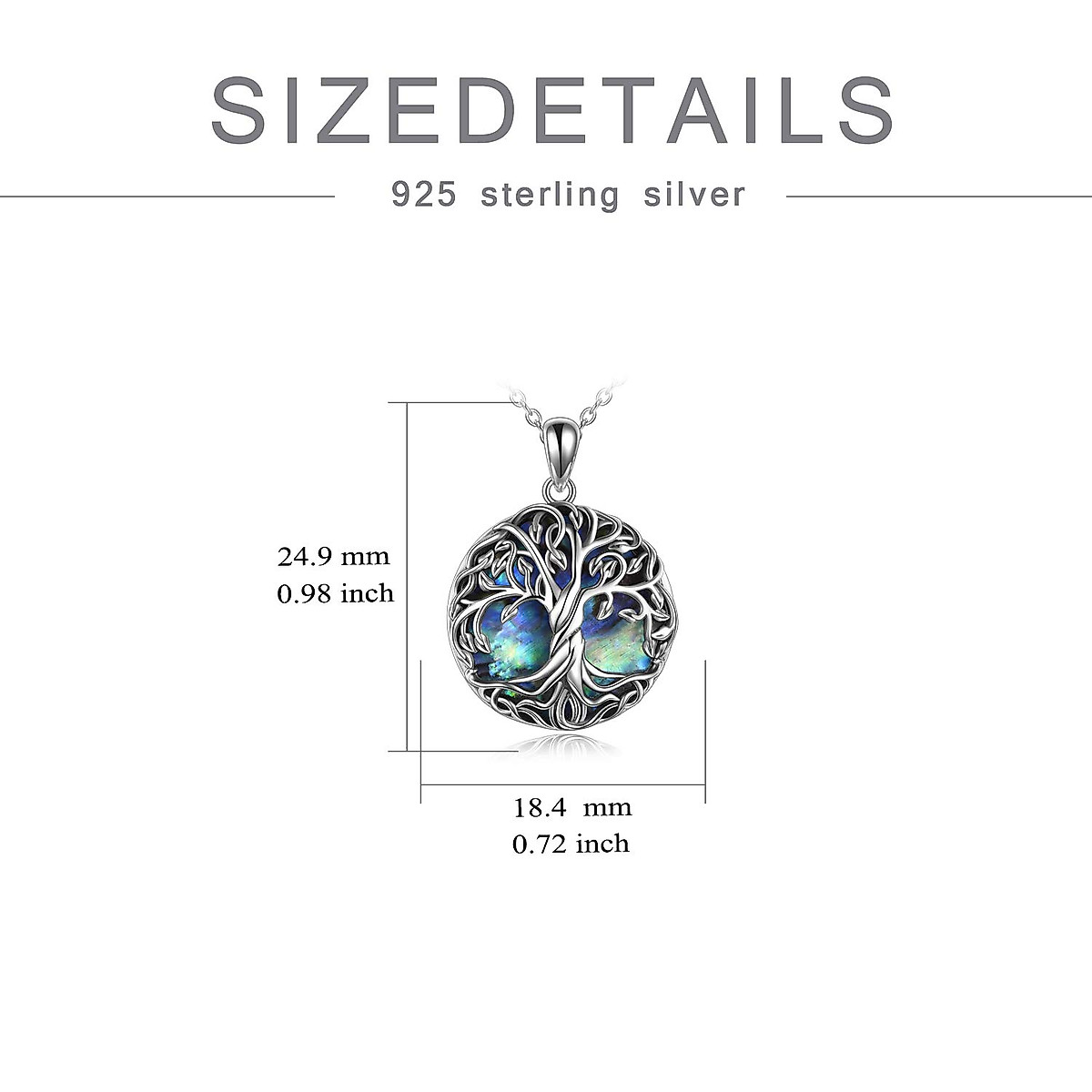 WINNICACA Tree of Life Necklace Sterling Silver Celtic Necklaces for Women Abalone Jewelry Abalone Shell Tree of Life Pendant Celtic Jewelry for Women Birthday Gifts for Mom