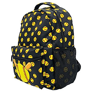 TONGRUIQ Softball Backpack, large 17-inch Laptop Travel Laptop Daypack School Bag with Multiple Pockets for Men Women Boys Girls