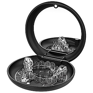 ARGOMAX Aligner and Retainer Case, Upgrated Retainer Mouth Guards Travel Case with Mirror Inside - Black.
