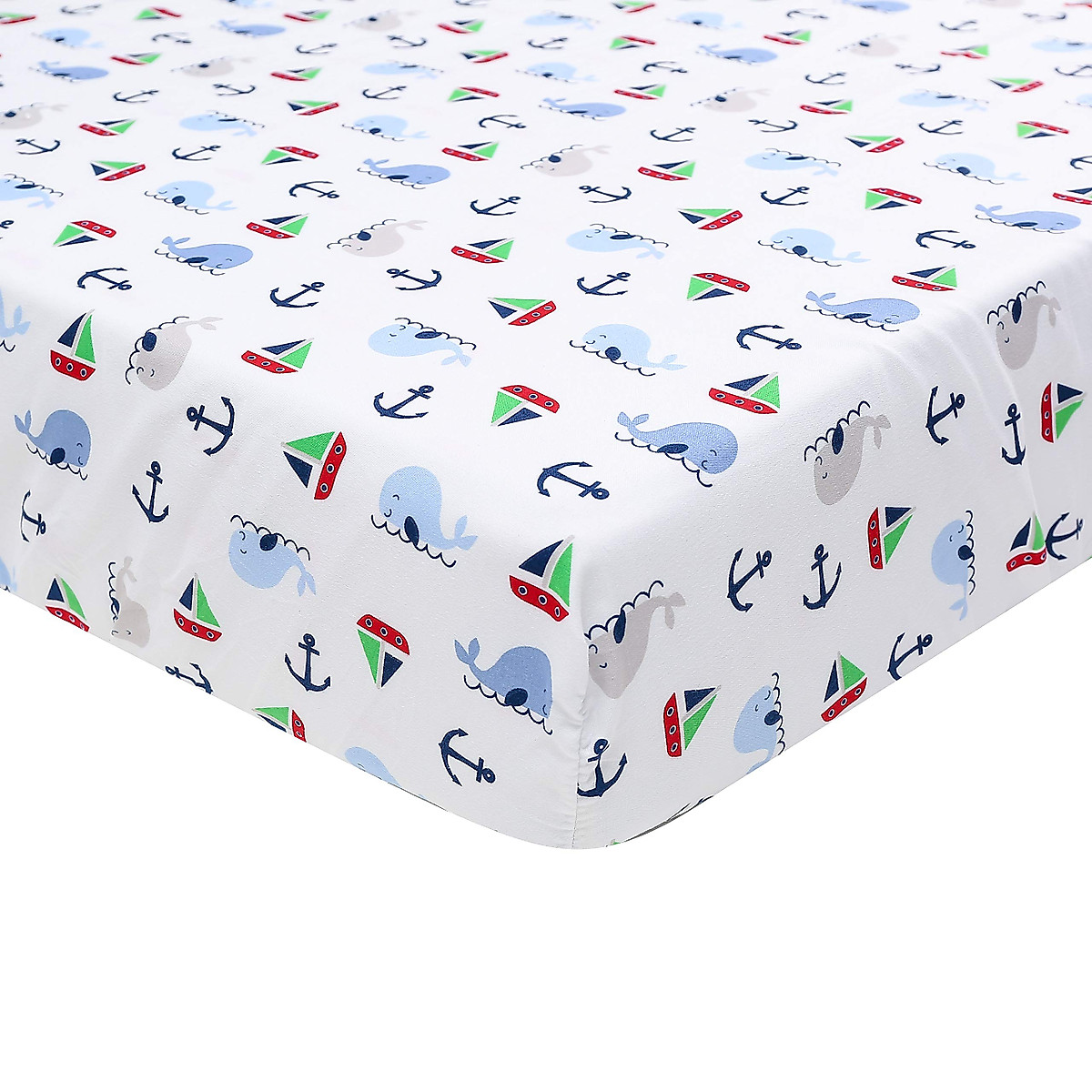 Brandream Ocean Baby Crib Bedding Set for Boys with Nautical Whale Octopus Anchor Coastal Undersea Theme, 3pcs