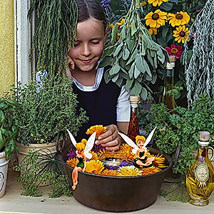 IYSHOUGONG 11 Pcs/Set Miniature Fairy Garden Ornament Table Chair Tea Cup Fairy Pixie Girl Fly Wing DIY Dollhouse Decor