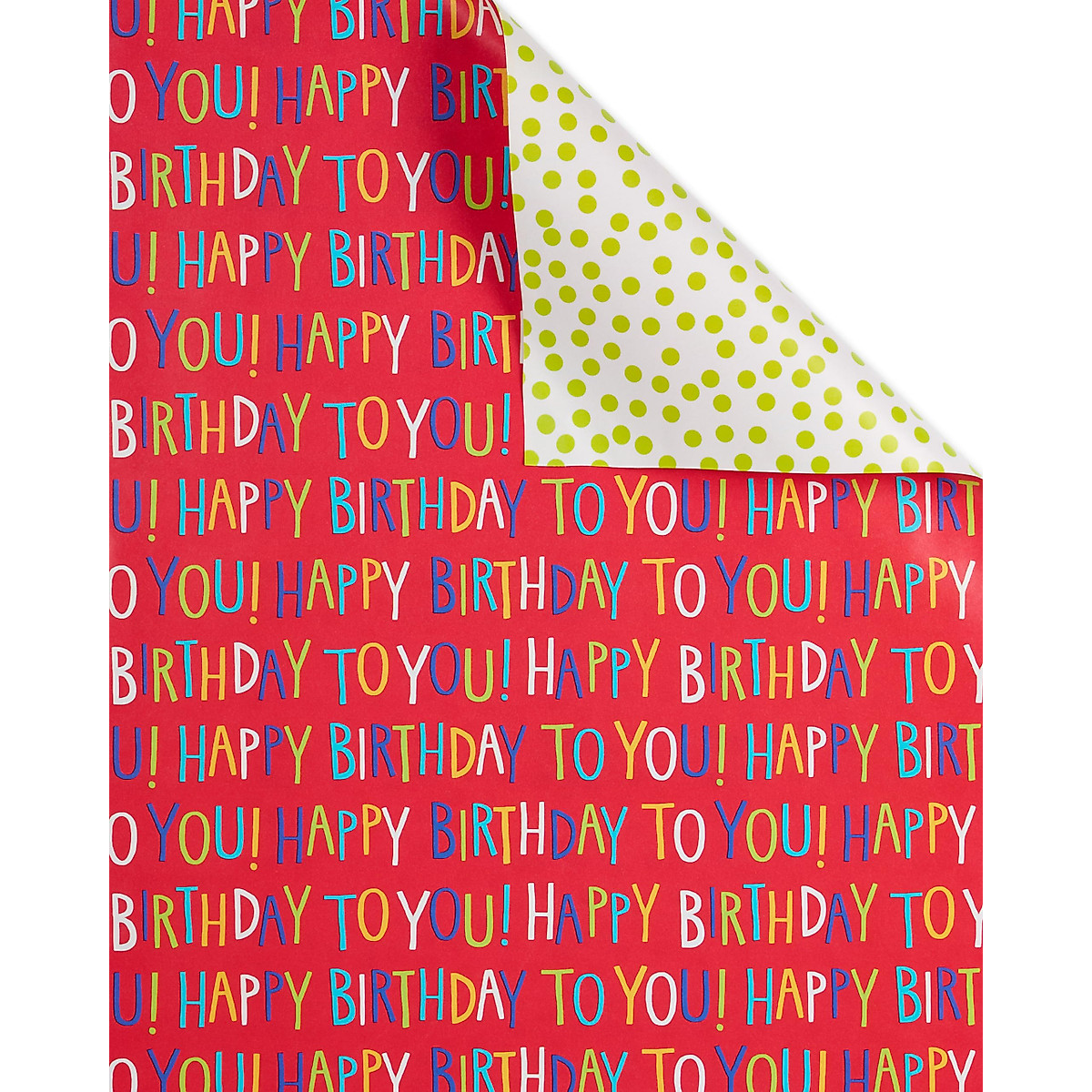 American Greetings Reversible Birthday Wrapping Paper for Kids, Dinosaurs and Unicorns (3 Rolls, 120 sq. ft)