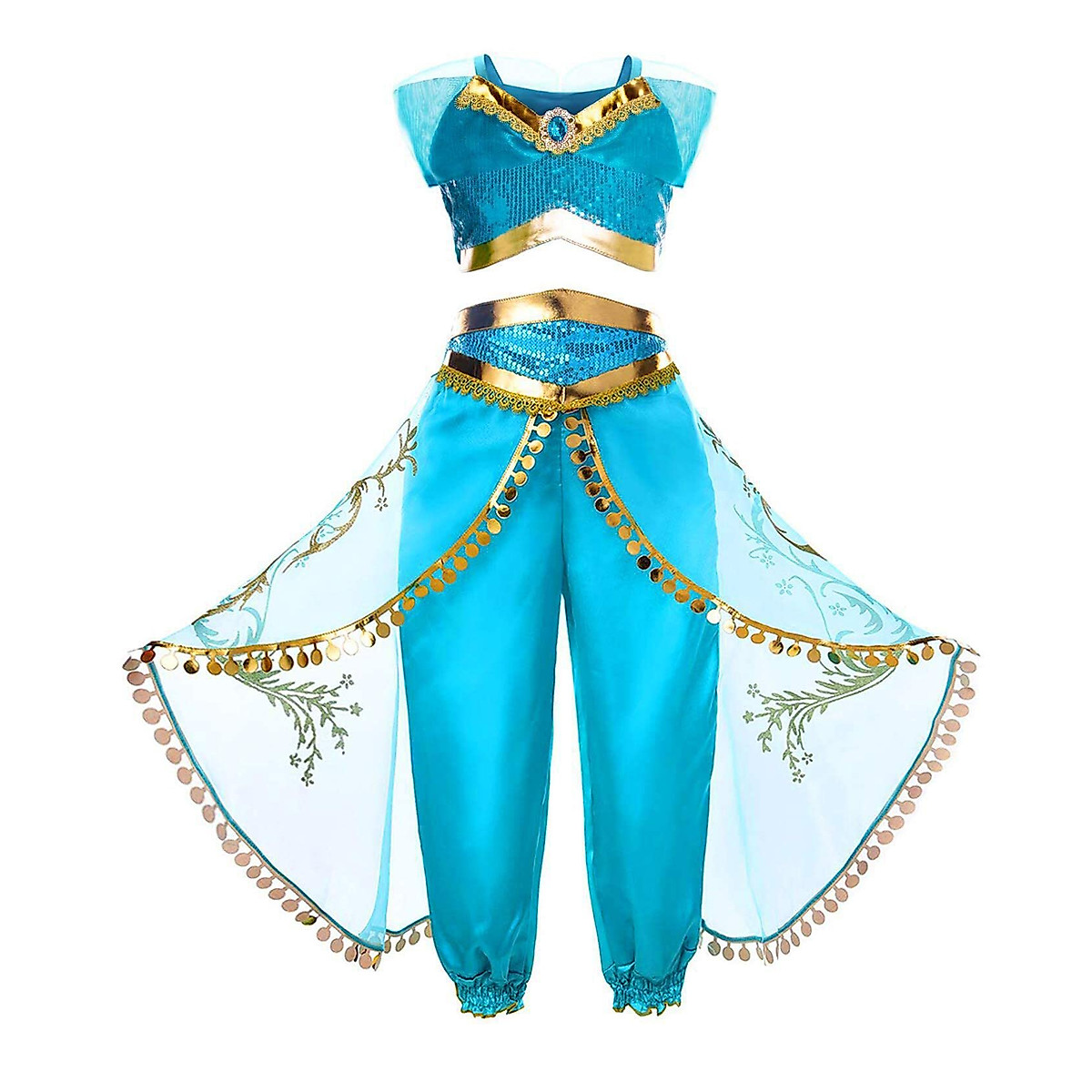 KuKiee Girls Princess Costume Halloween Cosplay Party Dress Up (5-6/120, Blue with Accessories)