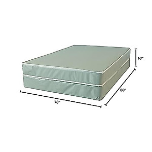 Mattress Comfort, 8-Inch Firm Double Sided Tight top Waterproof Vinyl Innerspring Mattress & 8" Wood Box Spring Set, King