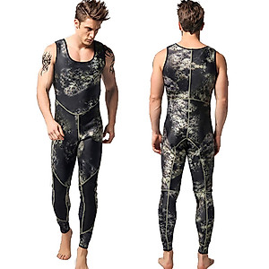 Nataly Osmann Camo Spearfishing Wetsuits Men 3mm /1.5mm Neoprene 2-Pieces Hooded Super Stretch Diving Suit