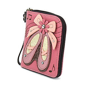 CHALA Zip Around Wallet, Wristlet, 8 Credit Card Slots, Sturdy Pu Leather - Ballerina - Pink