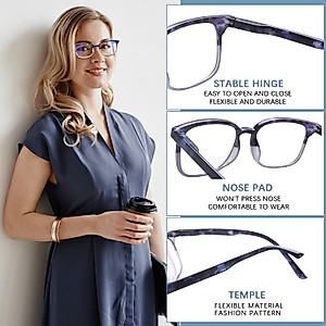 STASTEND 5 Pack Reading Glasses Blue Light Blocking for Women,Computer Readers with Spring Hinge (Multicolor-C3, 1.75, multiplier_x)