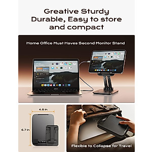 LISEN Tablet Stand for iPad Stand Holder Desk, Foldable iPad Pro Holder Portable Monitor Stand Travel Accessories, Office Desk Accessories for Kitchen 2024 iPad Mini 7 Kindle iPhone 4-15.9" Black