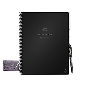 Rocketbook Multi-Subject Smart Scannable Notebook with Dividers | Lined Reusable Notebook with 1 Pilot Frixion Pen & 1 Microfiber Cloth | Infinity Black, Letter Size (8.5" x 11")