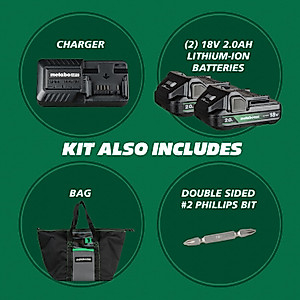 Metabo HPT 18V MultiVolt™ Cordless Driver Drill Kit | 620 in-lbs of Torque | Compact | Reactive Force Control | 22 + 1 Clutch Settings | LED Light | Belt Hook | Lifetime Tool Warranty | DS18DEX