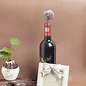 AMOYSTONE Amethyst Cluster Geode Stoppers Natural Crystal Stone Bottle Wine Stopper 1P 4" Irregular