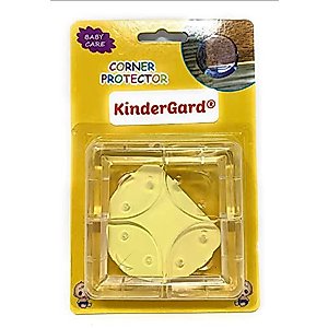 (Set of 4) Corner Protector BabyProof Safety, Medical Grade Clear Edge Softeners, Child Proof Corner Bumpers, Toddler, Home, Table, Adhesive, DIY, Easy, Guards, Accident Prevention by KinderGard