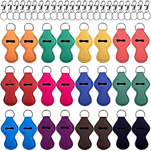 Duufin 24 Pcs Chapstick Holder Keychains Lipstick Holder Keychains with 24 Pcs Metal Clip Cords for Chapstick Tracker and Safeguard, 12 Vibrant Color