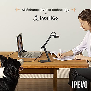 IPEVO V4K PRO Ultra HD USB Document Camera with AI-Enhanced Mic, for Classroom visualization, Online Teaching, Work from Home, Streaming, with Noise Cancellation for Clear Voice