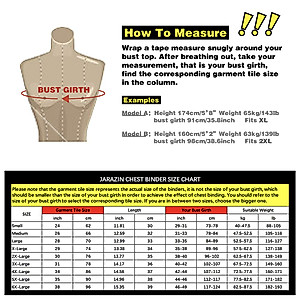 JARAZIN Transgender Tomboy FTM Zipper Stripe Mesh Elastic Half Breathable Chest Binder for Women (Black, 6X-Large)