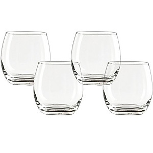 Circleware Downtown Stemless Wine Lead-Free Glass Cups for Bar, Water, Juice, Whiskey & Beverage Drinks, 4 Count (Pack of 1), Clear