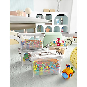 WYT Clear Storage Latch Box, 6 Pack Storage Organizer Bins with Latching Handle and Lids, 4 Quart