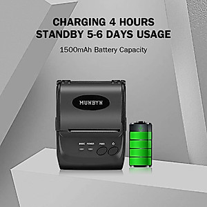 MUNBYN Android Wireless Bluetooth Thermal Printer with Carry Case, Portable Mini 2 Inches 58mm Bill Receipt Printer Impresora térmica, Thermal POS Printer Support ESC/POS/Star Command