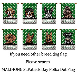 MALIHONG St.Patrick Day Polka Dot Shamrock Clover Garden Flag Doberman Dog 12.5x18 Inch Double Sided Dog Prints Small Flag Outdoor Yard Decoration Banner