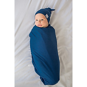 Copper Pearl Baby Beanie Hat Top Knot Stretchy Soft River 0-4mo