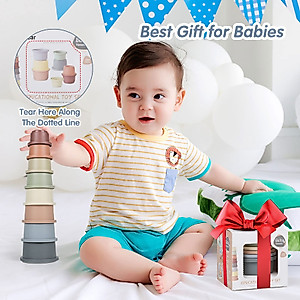 SKYWHALE Baby Soft Building Blocks 6 12 18 Months, 21pcs Toddler Stacking Sensory Learning Education Toys, Infant Rubber Silicone Teething Squeezing Block Gift for Boys Girls