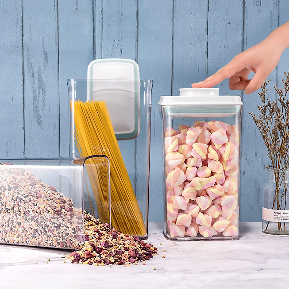 Vhorate Food Storage Containers, Airtight POP Container Set for Kitchen, Pantry Organization - 12PCS