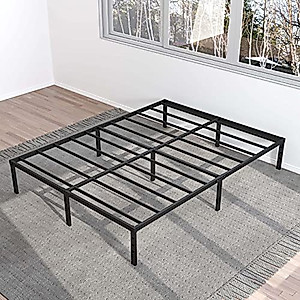 Maenizi 12 Inch Bed Frame Queen Size No Box Spring Needed, Heavy Duty Queen Platform Metal Bed Frame Support Up to 3000 lbs, Easy Assembly, Noise Free, Black