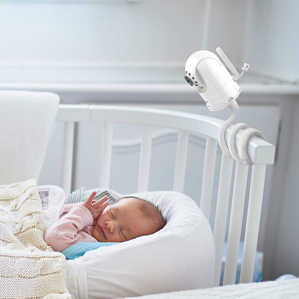 Koroao Adjustable Crib Mount for Infant Optics DXR-8/PRO/Motorola Baby Monitor, Versatile for Infant Optics Baby Monitor Versatile Twist Holder Without Tools or Wall Damage(White)