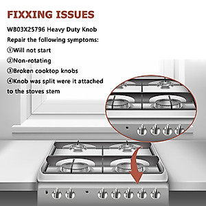 Funmit 5 Pack WB03X25796 Heavy Duty Burner Knob Exact Compatible with General Electric(GE) Stove Range Replaces AP5986232 WB03T10326 PS11721433 B071RXPPGF 4362262 Cooktop, Silver