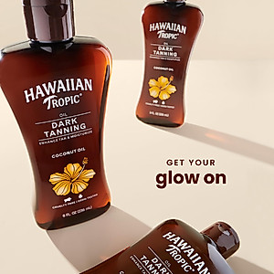 Hawaiian Tropic Dark Tanning Oil, 8oz | Moisturizing Body Oil, Tan Enhancer, Cocoa Butter Oil, Coconut Oil for Skin, Oxybenzone Free, 8oz each Twin Pack