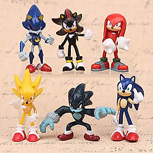 MAKESURE 6 Pcs Toys Figures,The Sonic Action Figures Cake Toppers,Toys Birthday Gift Set (Type B)