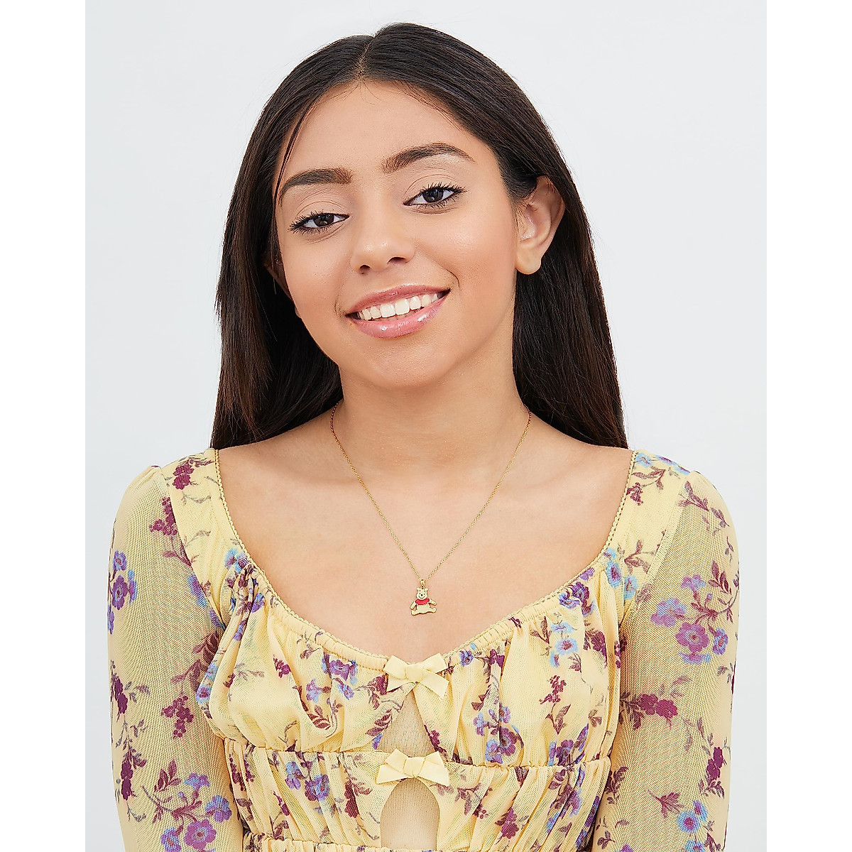 Disney Winnie the Pooh Necklace - Yellow Gold Flash Plated Sterling Silver Necklace - 18-inch Chain Necklace with Winnie the Pooh Pendant