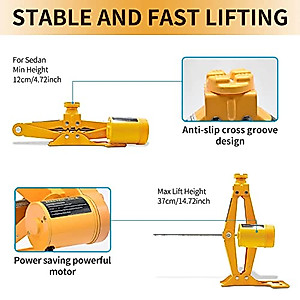 Simtamy Electric Car Jack 2 Ton 12V Electric Scissor Jack with Storage Box for Car SUV Tire Changes (Lifting rang: 4.72~14.72 inch)